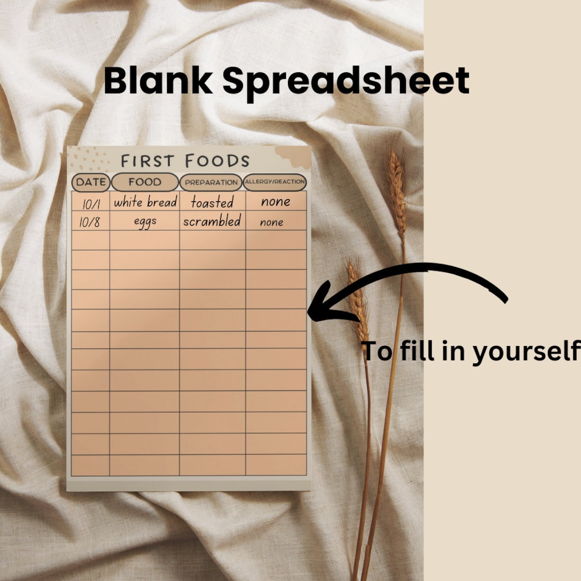 Baby's First 100 Foods Checklist | Printable Food Log Checklist |baby ...