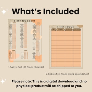 Baby's First 100 Foods Checklist | Printable Food Log Checklist |baby ...