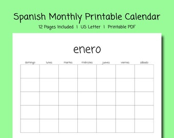 Blank Minimal Calendar Template 11 X 8.5 Inches Horizontal - Etsy