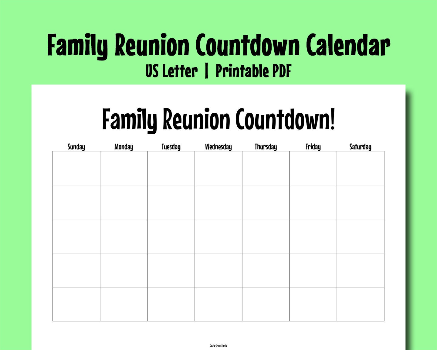Printable Family Reunion Countdown Calendar, Cartoon Mouse Font, Blank ...