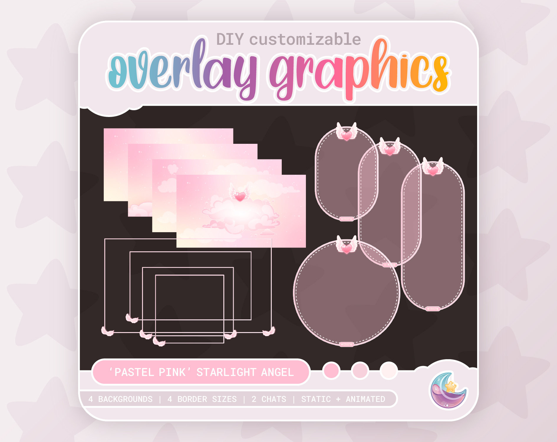 Pastel Starlight Angel Stream Overlay Set: Magical Girl Graphics ...