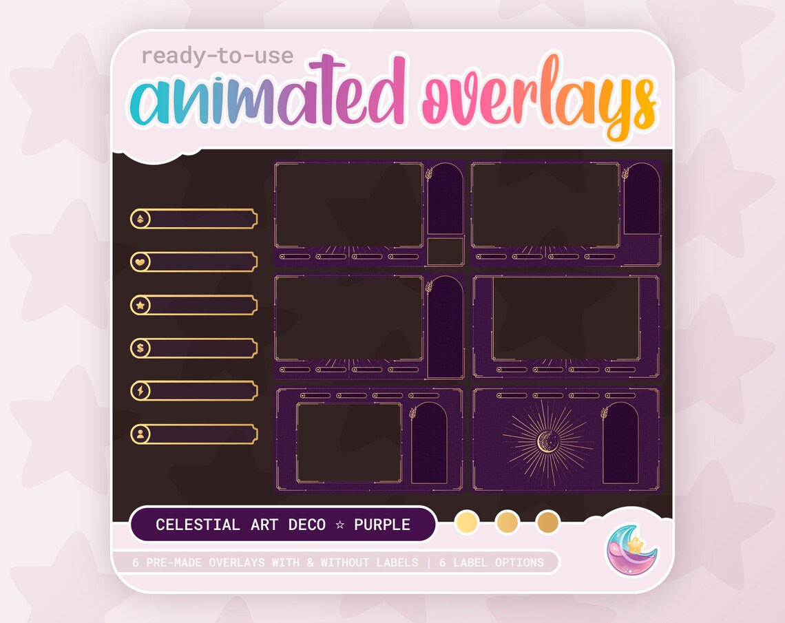 Celestial Purple Art Deco Overlay Set With Camera & Chat Borders ...