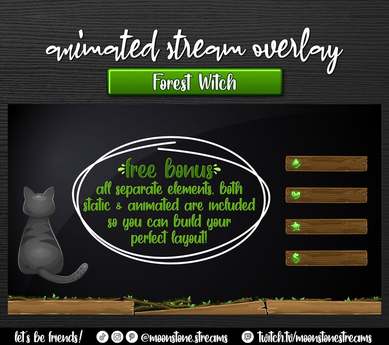 Animated Twitch Overlay Stream Label Bar Forest Witch - Etsy Canada