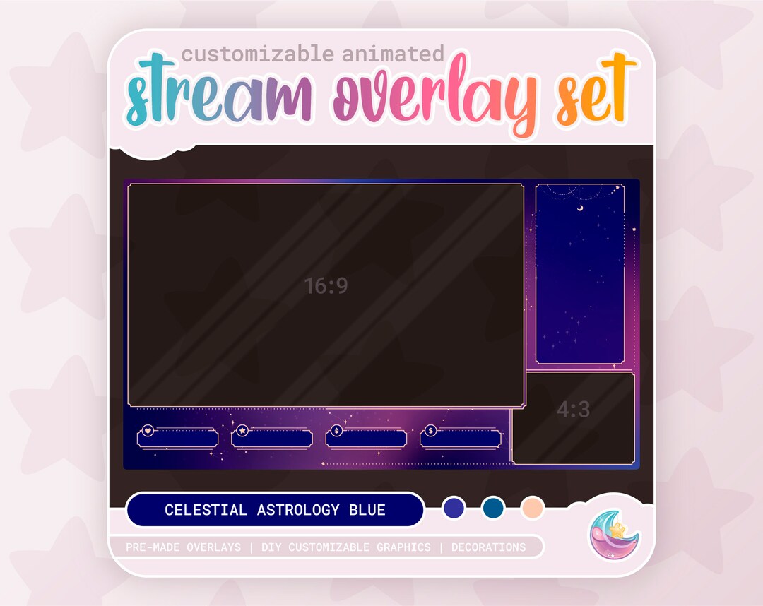 Celestial Astrology Blue Overlays, Borders, Bgs, Graphics to DIY the ...