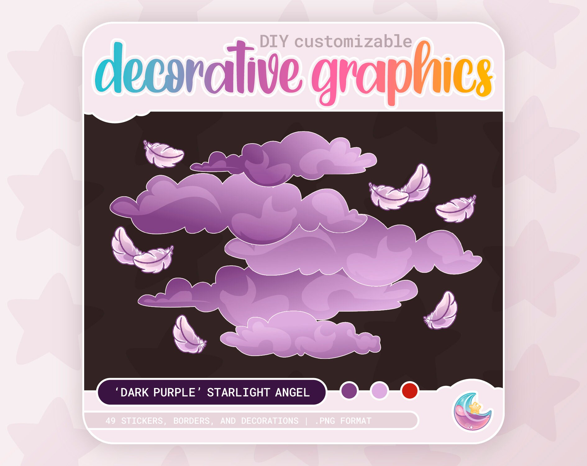 Dark Purple Starlight Angel Stream Overlay: Celestial Graphics (DIY) - Etsy