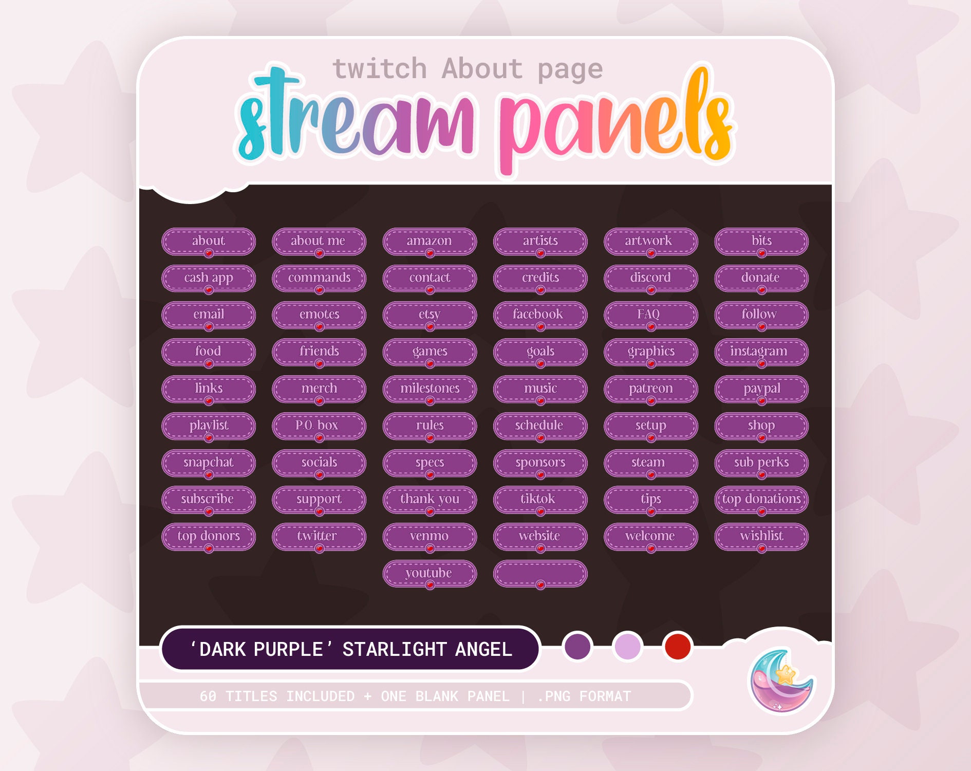 Dark Purple Starlight Angel Stream Pack for Twitch Aesthetic Magical ...