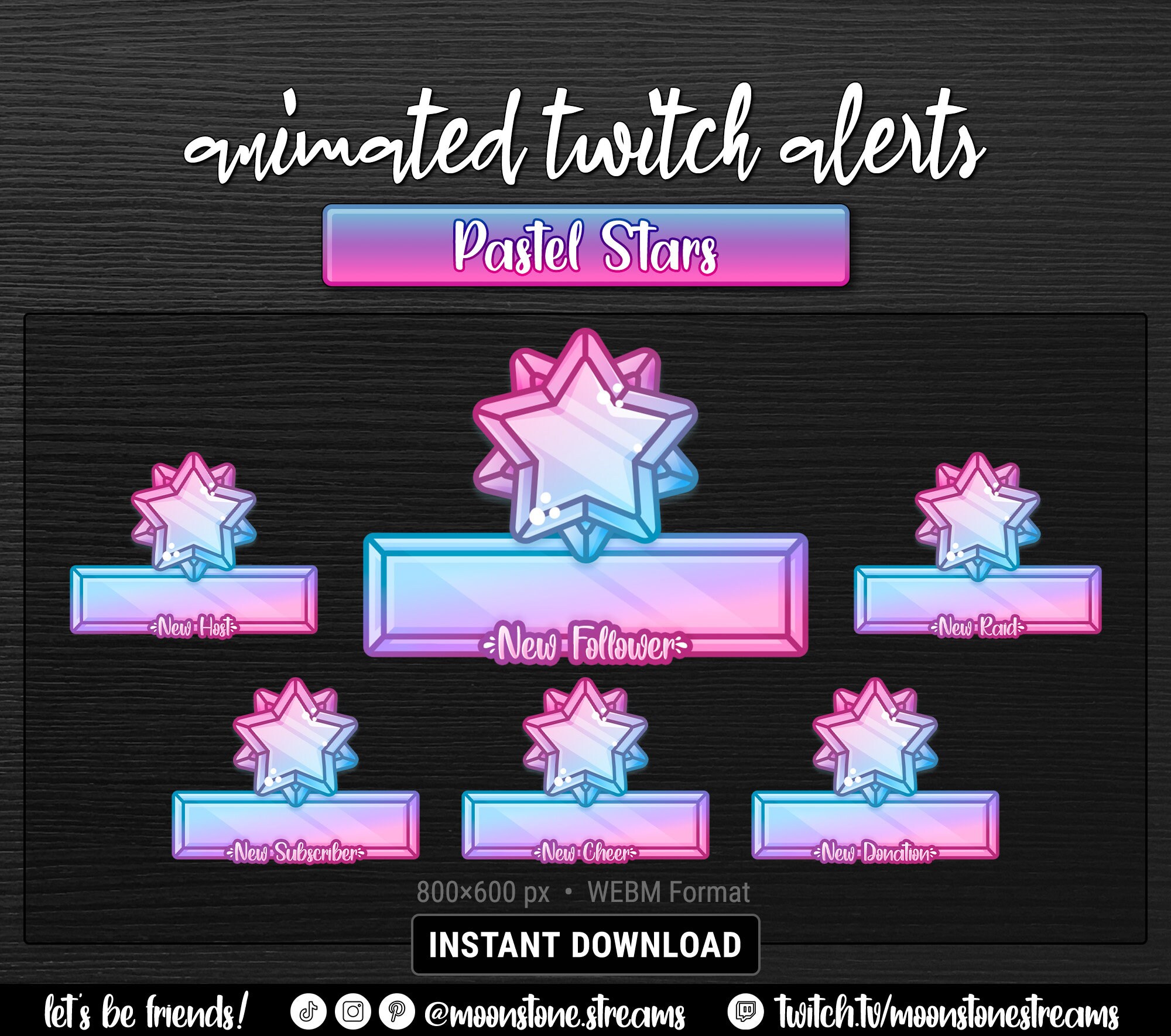 Twitch Animated Alerts Pastel Stars - Etsy