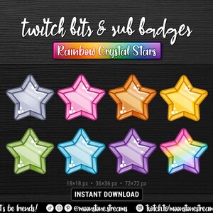 Twitch Sub Badges Star / Bit Badges / Rainbow / Emote / Cute - Etsy