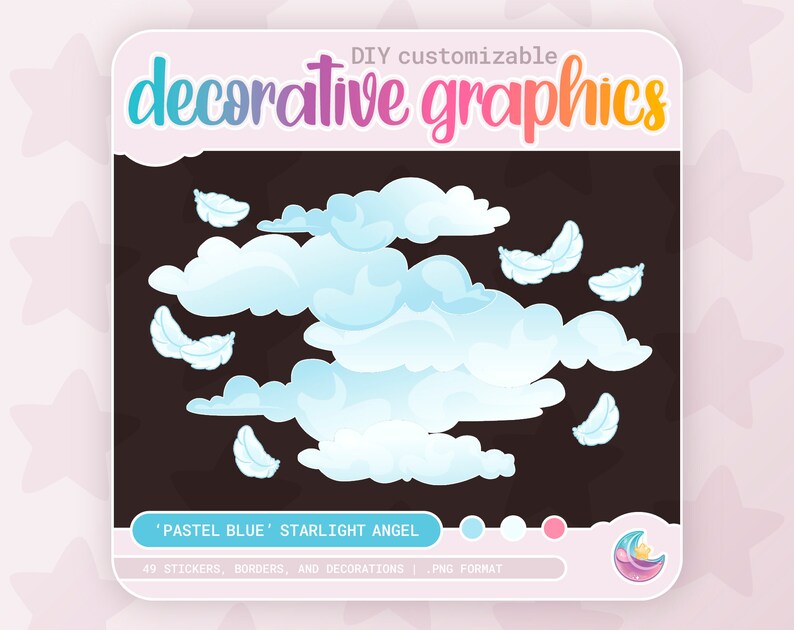 Pastel Starlight Angel Stream Overlay Set: DIY Graphics (digital ...