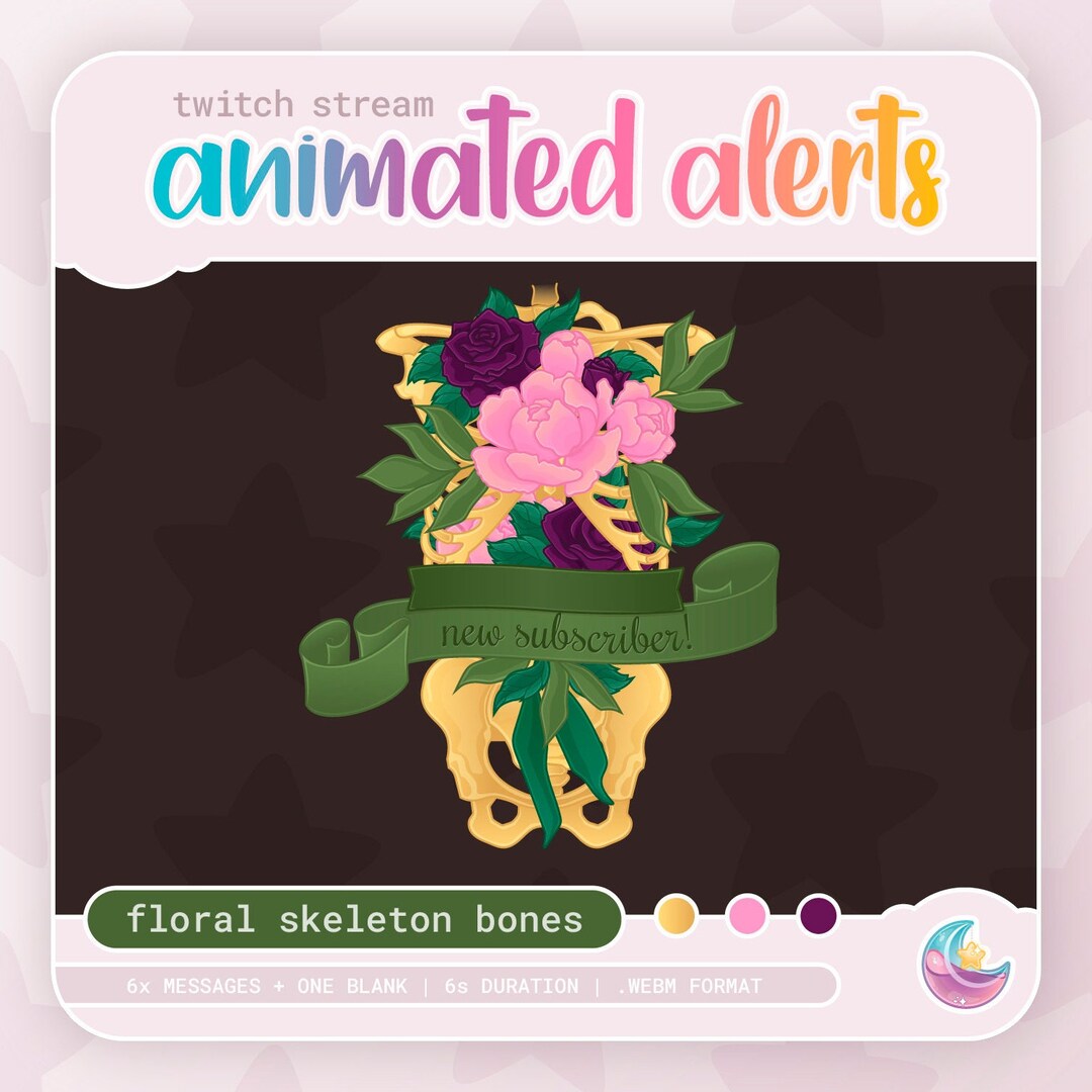 Floral Skeleton Animated Twitch Stream Alerts | Halloween Spooky Season ...