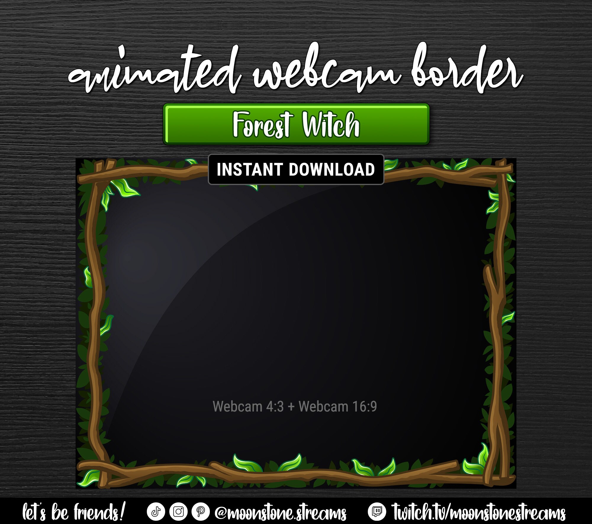 Animated Webcam Border Forest Witch Animated Camera Frame Stream Setup ...