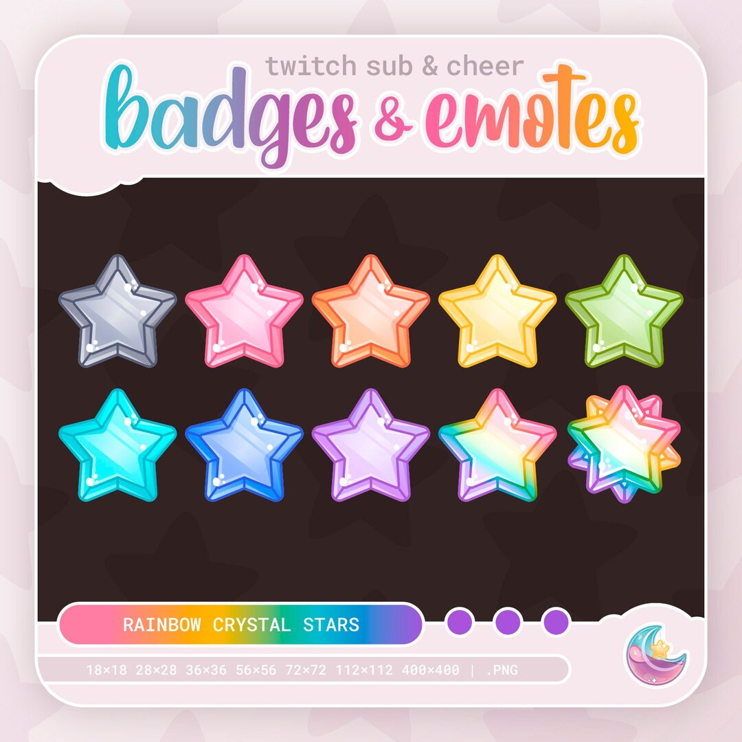 Rainbow Star Twitch Cheer & Sub Badges - Etsy