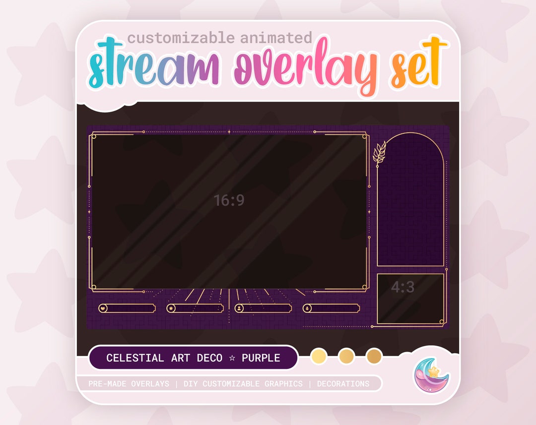 Celestial Purple Art Deco Overlay Set With Camera & Chat Borders ...