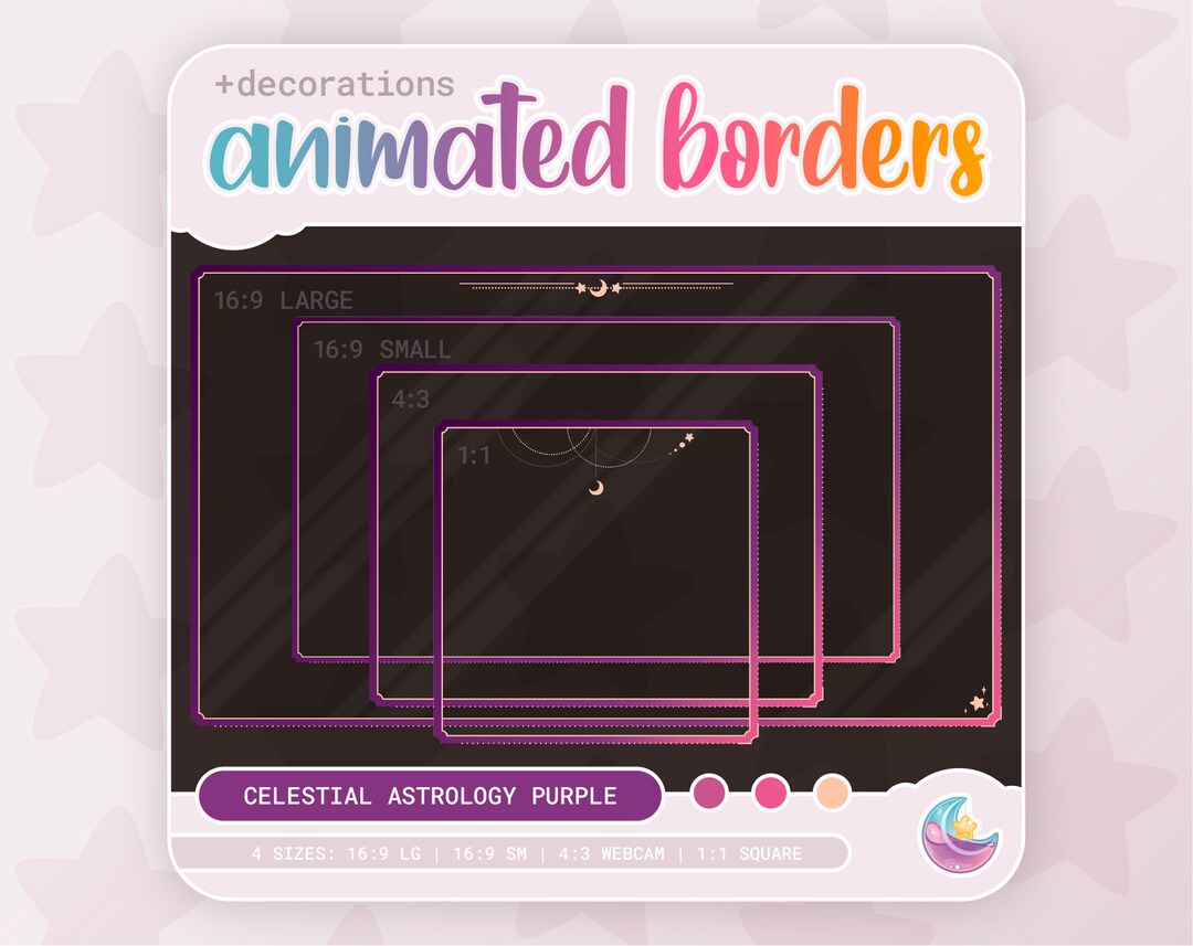 Celestial Astrology Purple Twitch Border Set and Decoration - Etsy