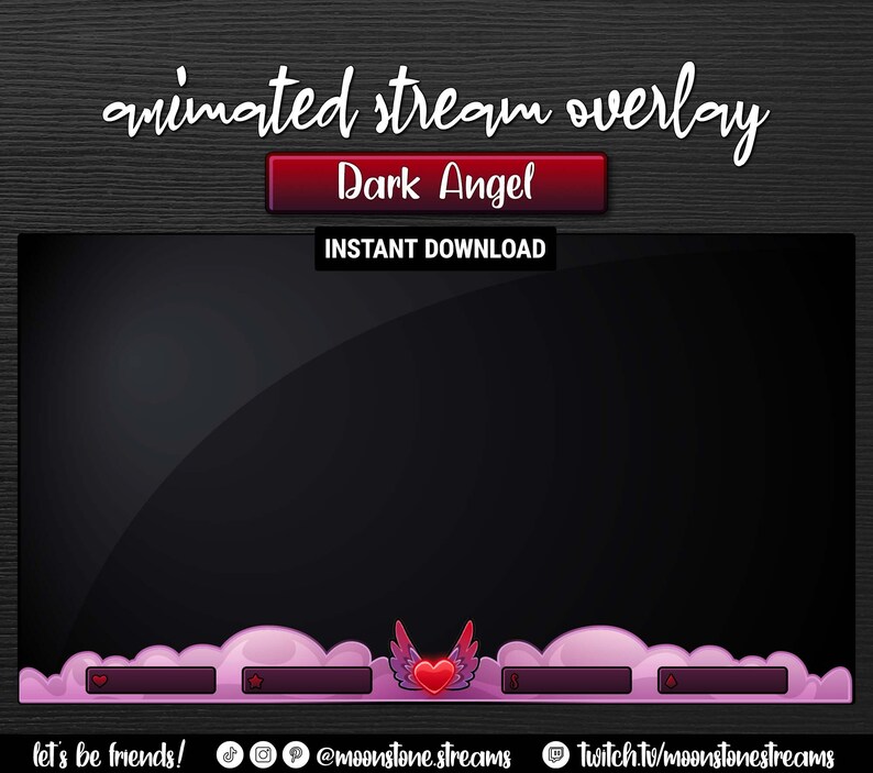 Animated Twitch Overlay Stream Label Bar Dark Angel - Etsy Ireland