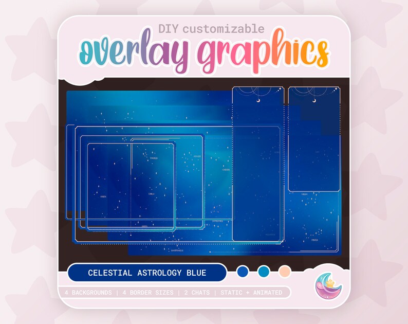 Celestial Astrology Blue Overlays, Borders, Bgs, Graphics to DIY the ...