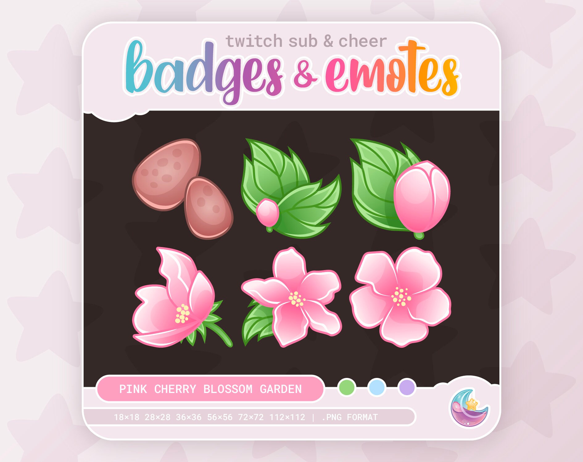 Sakura Blossom Twitch Cheer & Sub Badges Pink Cherry Blossom Garden ...
