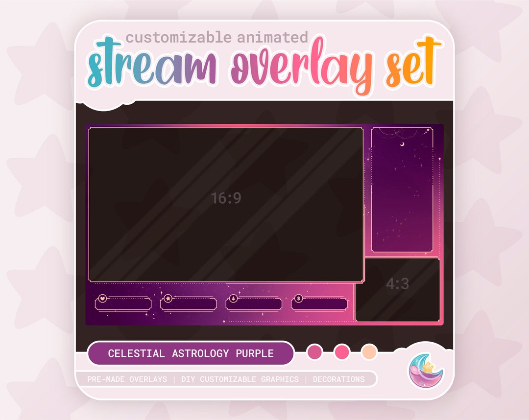 Celestial Astrology Purple Overlays, Borders, Bgs, Graphics to DIY the ...