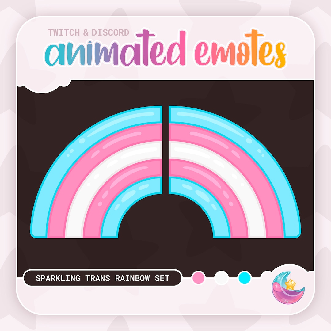 Animated Sparkly Trans Pride Rainbow Emote | Twitch & Discord - Etsy