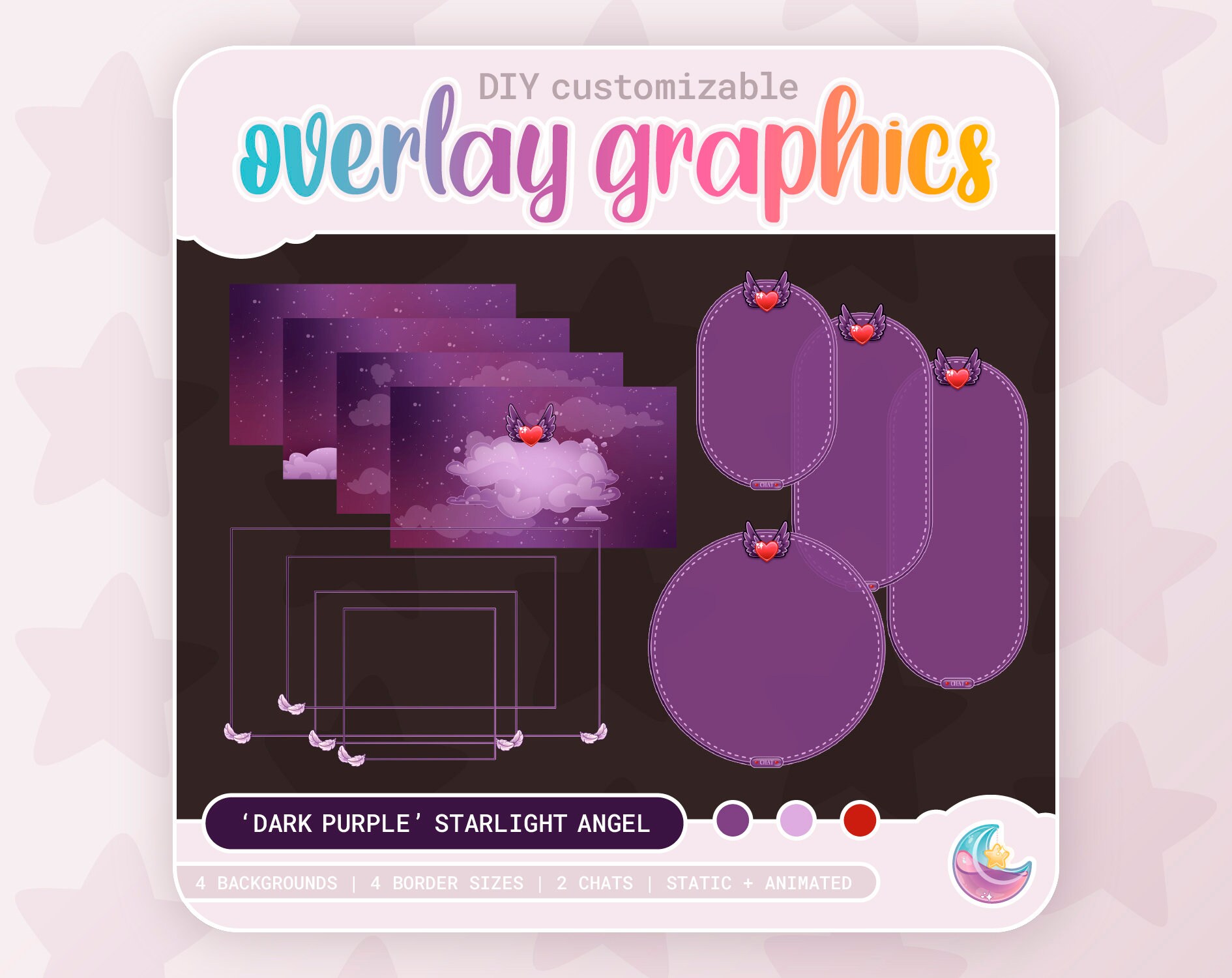 Dark Purple Starlight Angel Stream Pack for Twitch Aesthetic Magical ...