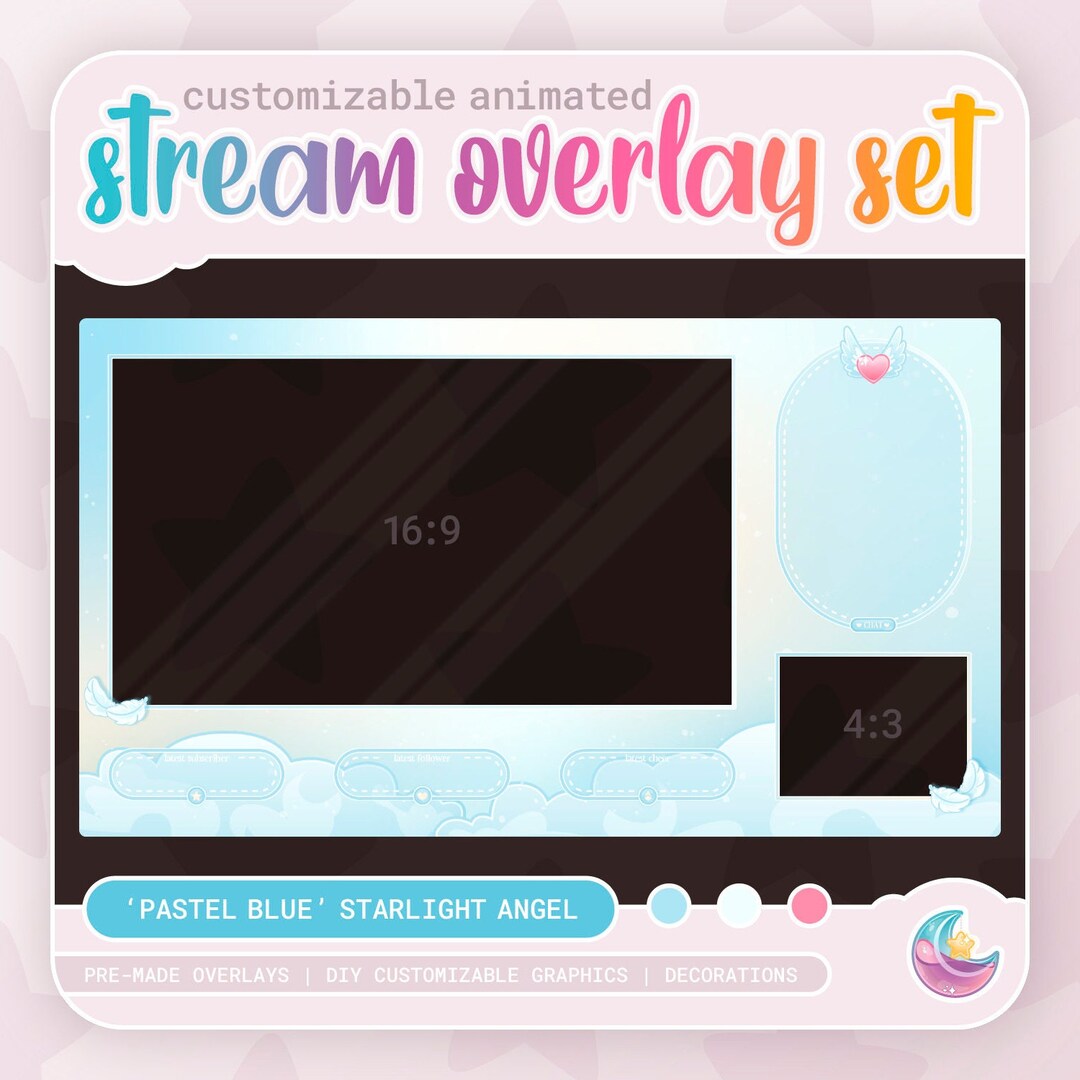 Pastel Starlight Angel Stream Overlay Set: DIY Graphics (digital ...