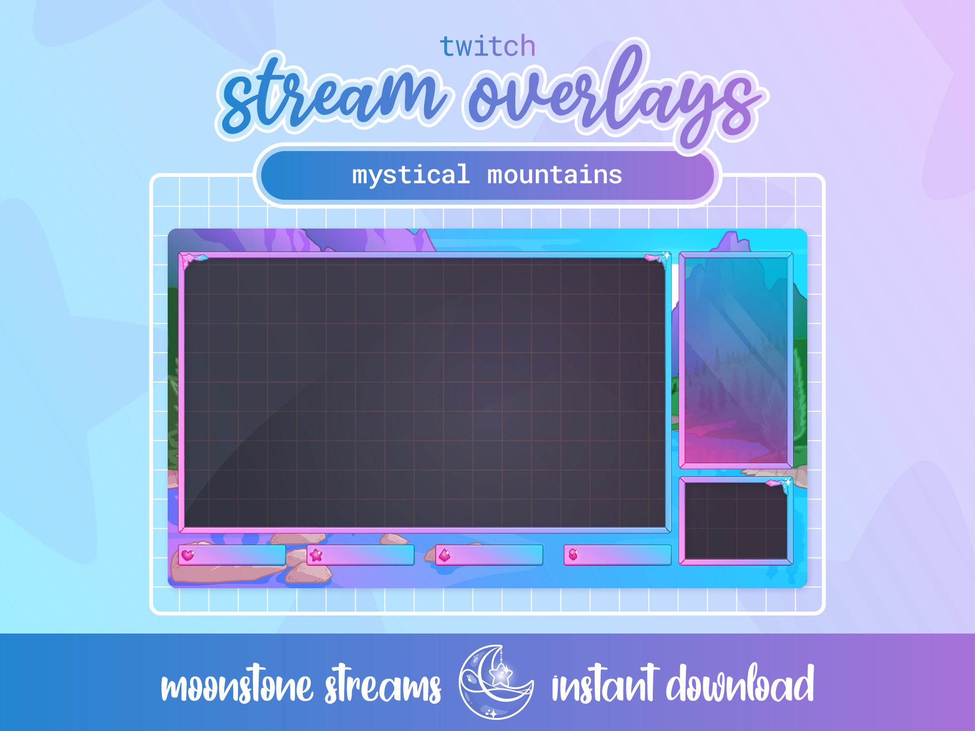Mystical Mountains Stream Overlays Pastel Magic Theme - Etsy