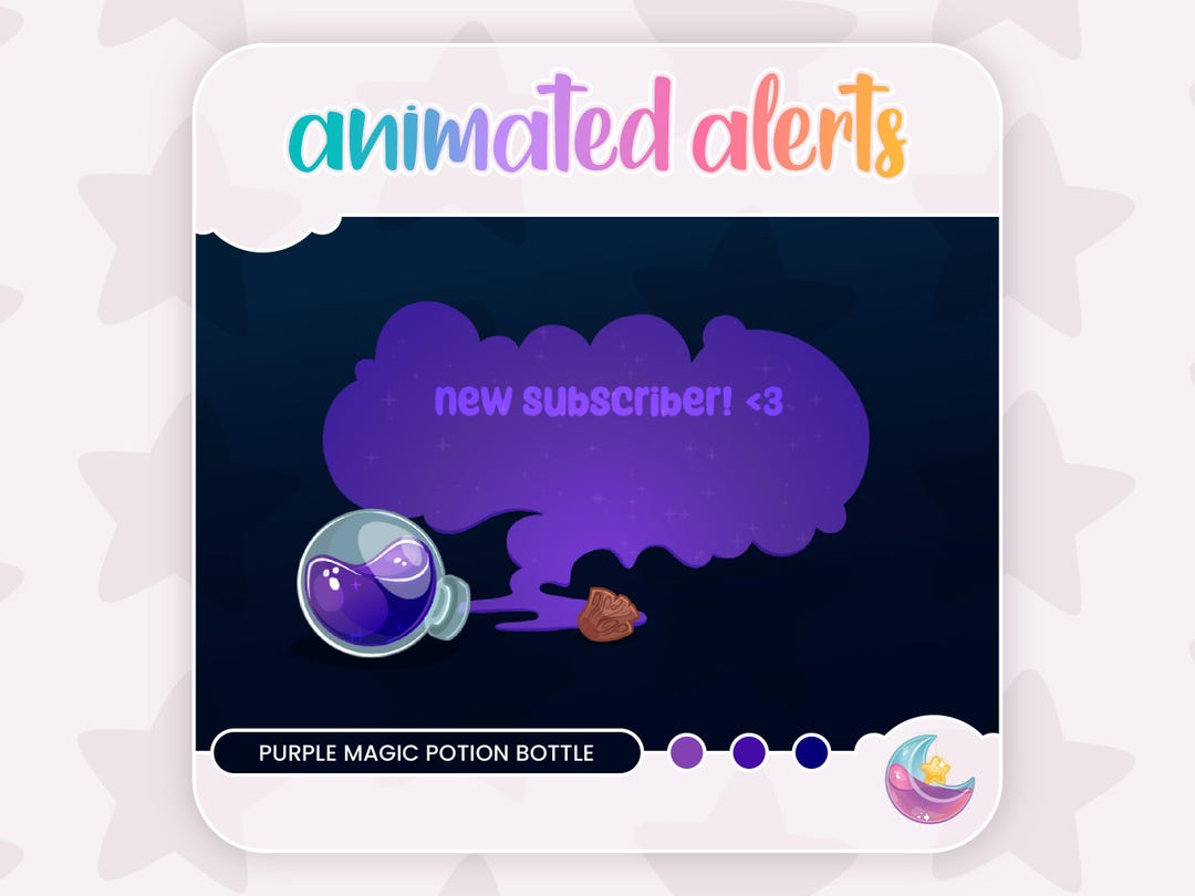 Purple Magic Potion Bottle Spill ⊹ Animated Twitch Alerts - Etsy