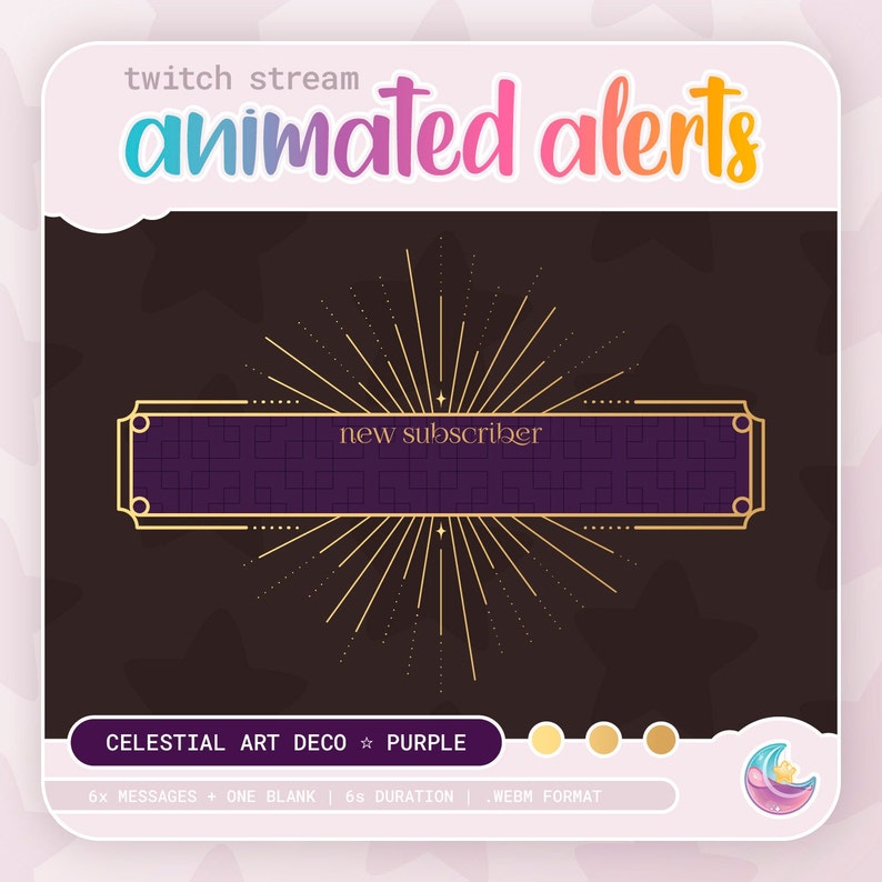 Celestial Purple Art Deco Animated Alerts for Twitch Witchy Aesthetic ...