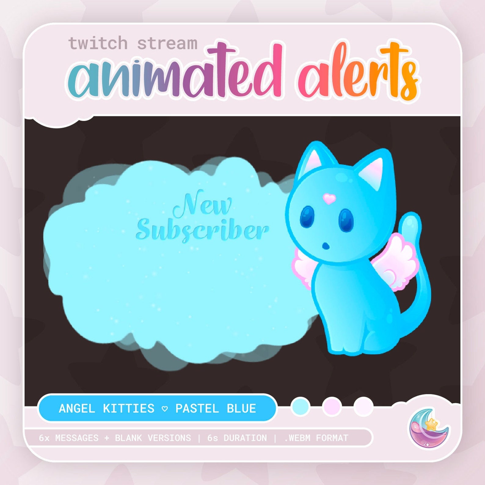 Pastel Angel Kitty Animated Twitch Stream Alerts (WEBM) - Etsy
