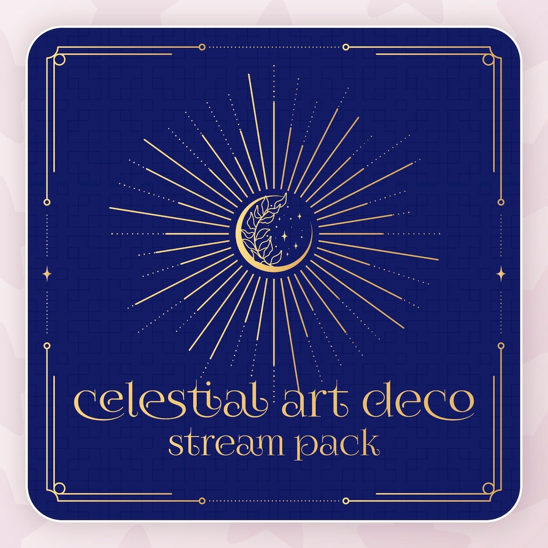 Celestial Blue Gold Art Deco Stream Pack | Aesthetic Witchy Moon & Stars Theme Bundle - Etsy