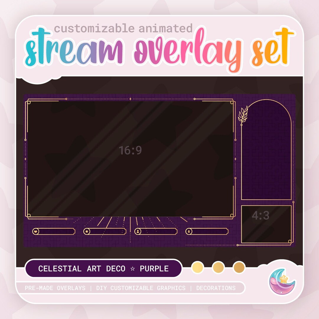 Celestial Purple Art Deco Overlay Set With Camera & Chat Borders ...