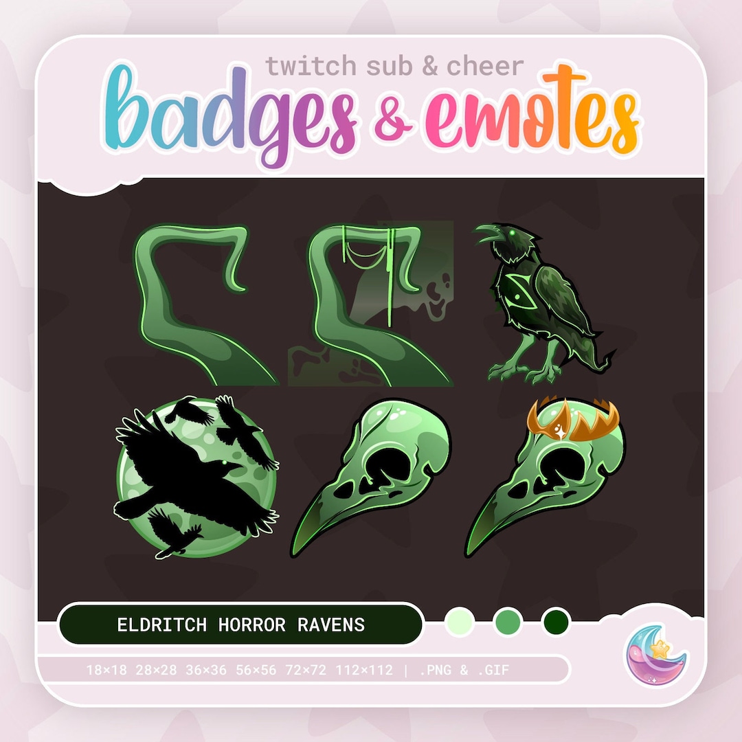 Eldritch Raven Twitch Sub Badges: Horror Cthulhu Theme - Etsy Canada