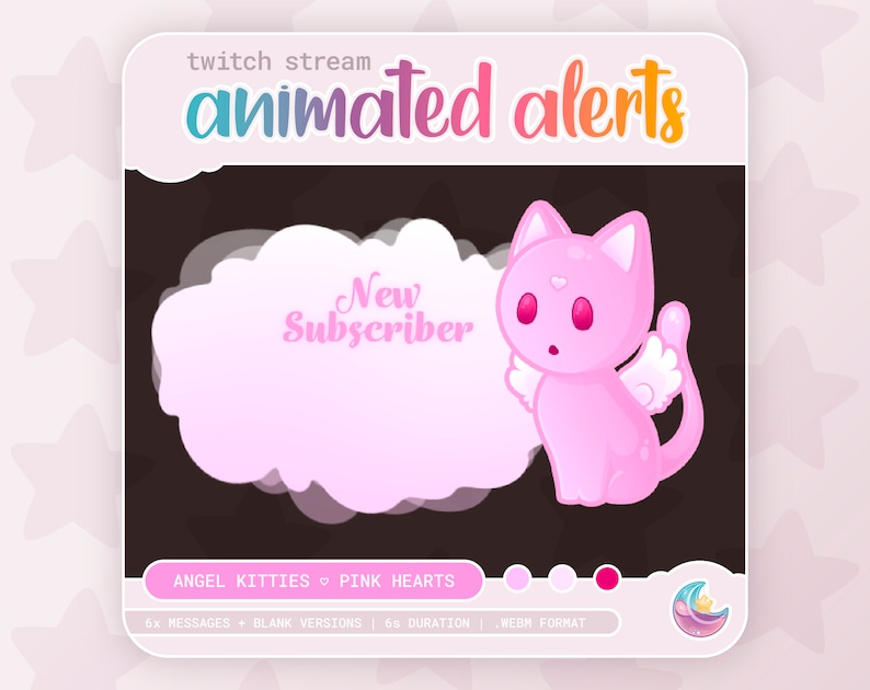 Pink Heart Kitty Animated Twitch Stream Alerts Pastel Valentines Cat ...