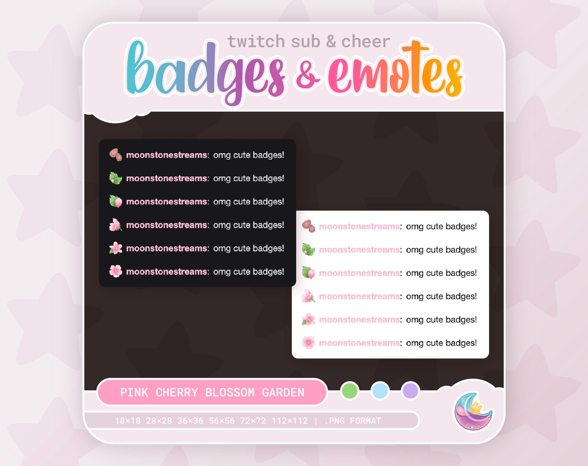 Sakura Blossom Twitch Cheer & Sub Badges | Pink Cherry Blossom Garden ...