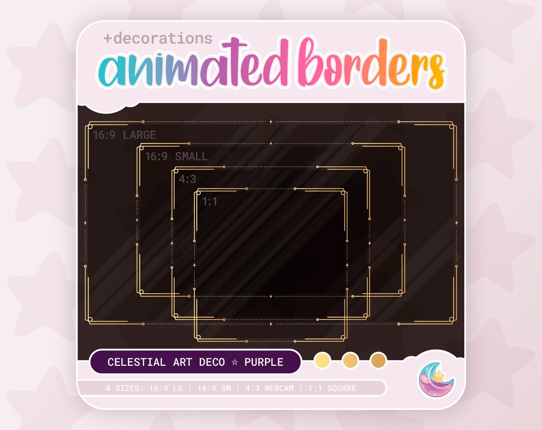 Animated Celestial Art Deco Twitch Border Set for Streaming Aesthetic ...