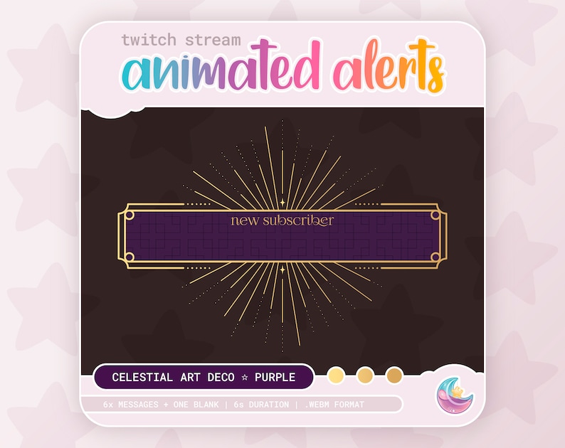 Celestial Purple Art Deco Animated Alerts for Twitch Witchy Aesthetic ...