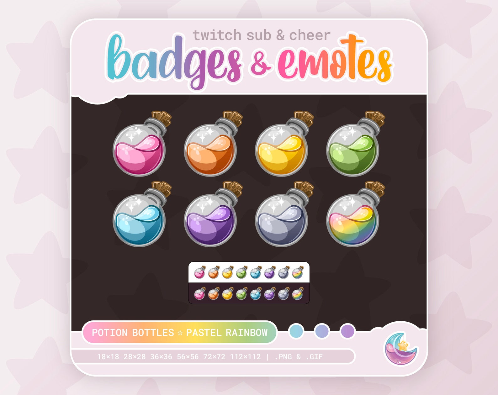 Potion Bottles Twitch Cheer & Sub Badges Pastel Rainbow - Etsy