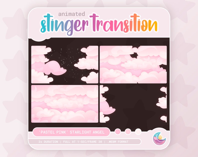 Pastel Pink Cloud Stinger Transition Cute Twitch Stream Overlay Sweet ...
