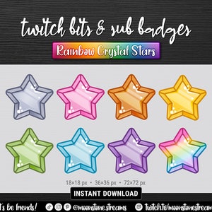 Rainbow Star Twitch Cheer & Sub Badges | Etsy