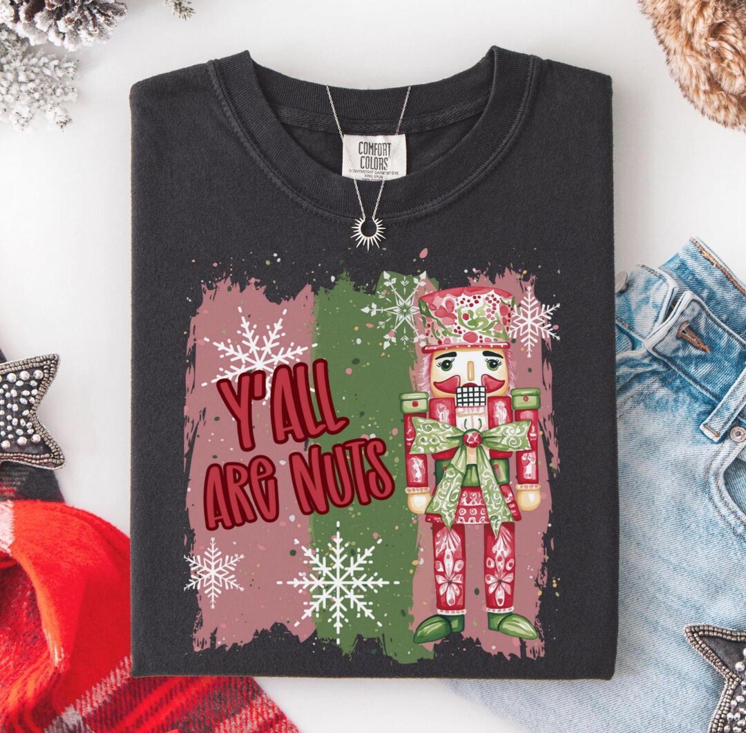 Funny Nut Cracker Brushstroke Christmas T-shirt, Holiday Humor Tee ...