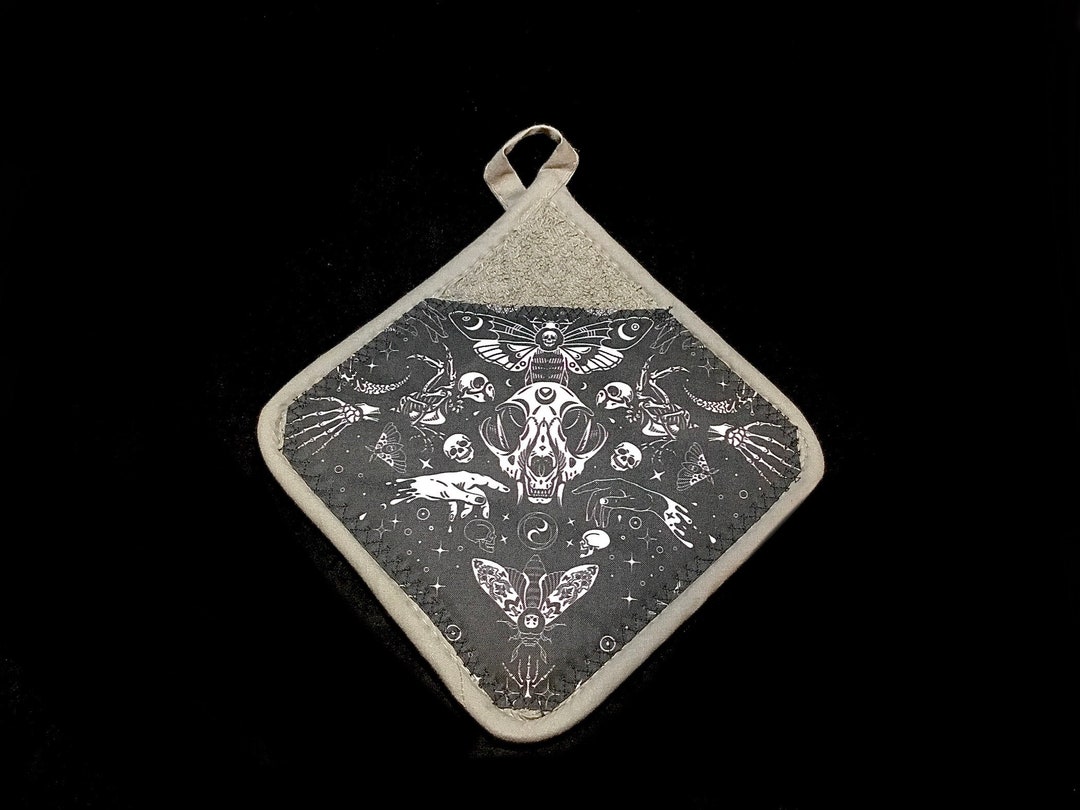 Occult Hot Pad / Bone Death Moth Witchcraft Cotton Pot Holder / Pagan ...