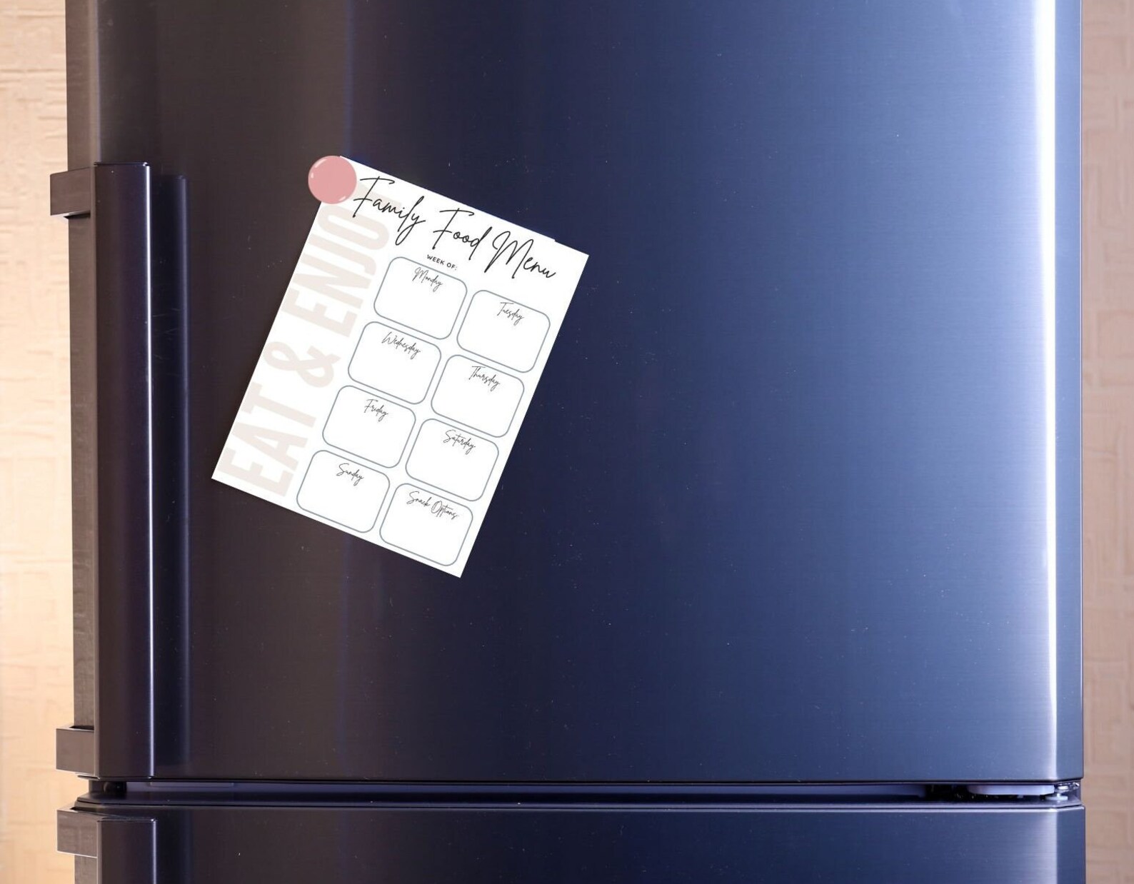 Weekly Menu Printout | Family Dinner Schedule | Food List Snack List ...