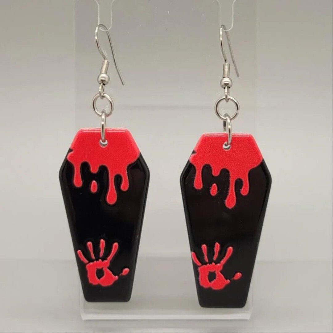 Coffin Dangle Earrings Stainless Steel Gothic Jewelry, Punk Halloween ...