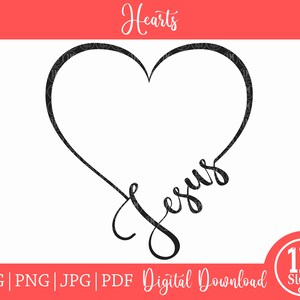 Heart SVG Jesus SVG PNG Digital Download Silhouette Cricut, Religious ...