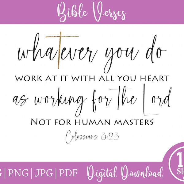 Colossians 3 23 Png - Etsy