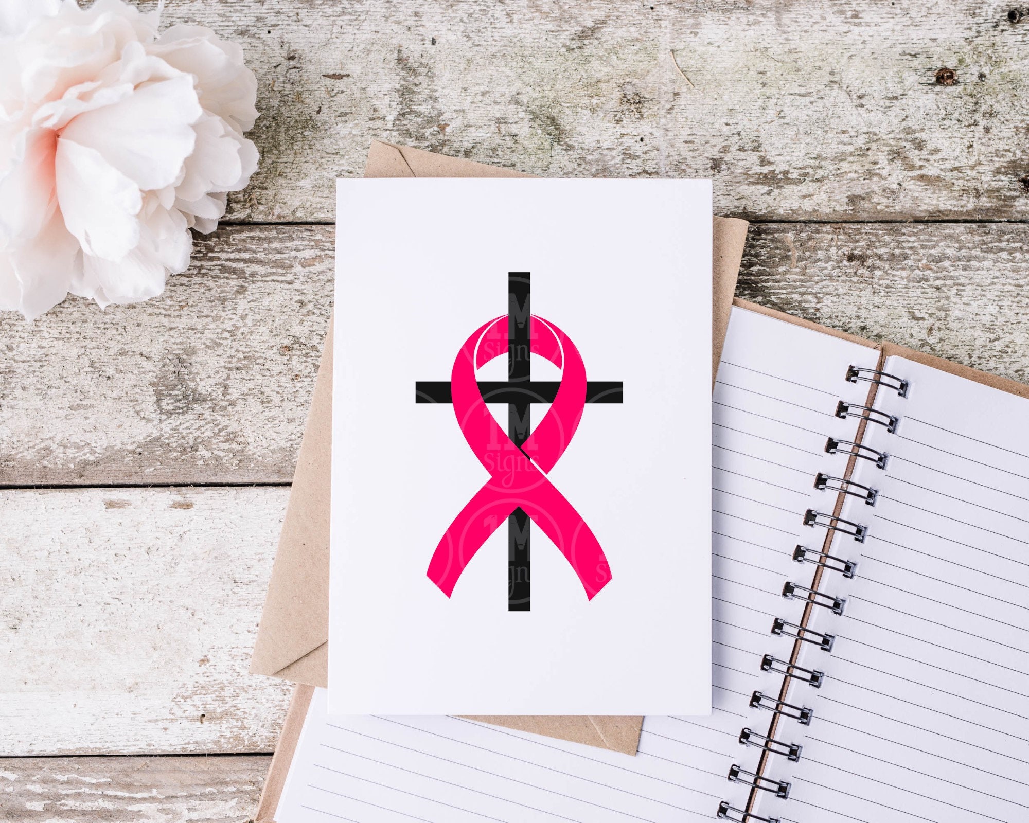 Cancer Ribbon With Cross SVG PNG Pink Ribbon Svg Silhouette - Etsy