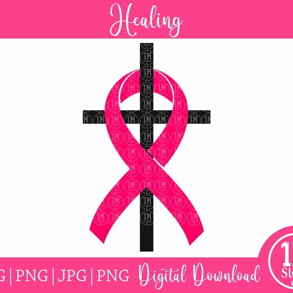 Cross With Cancer Ribbon Svg - Etsy