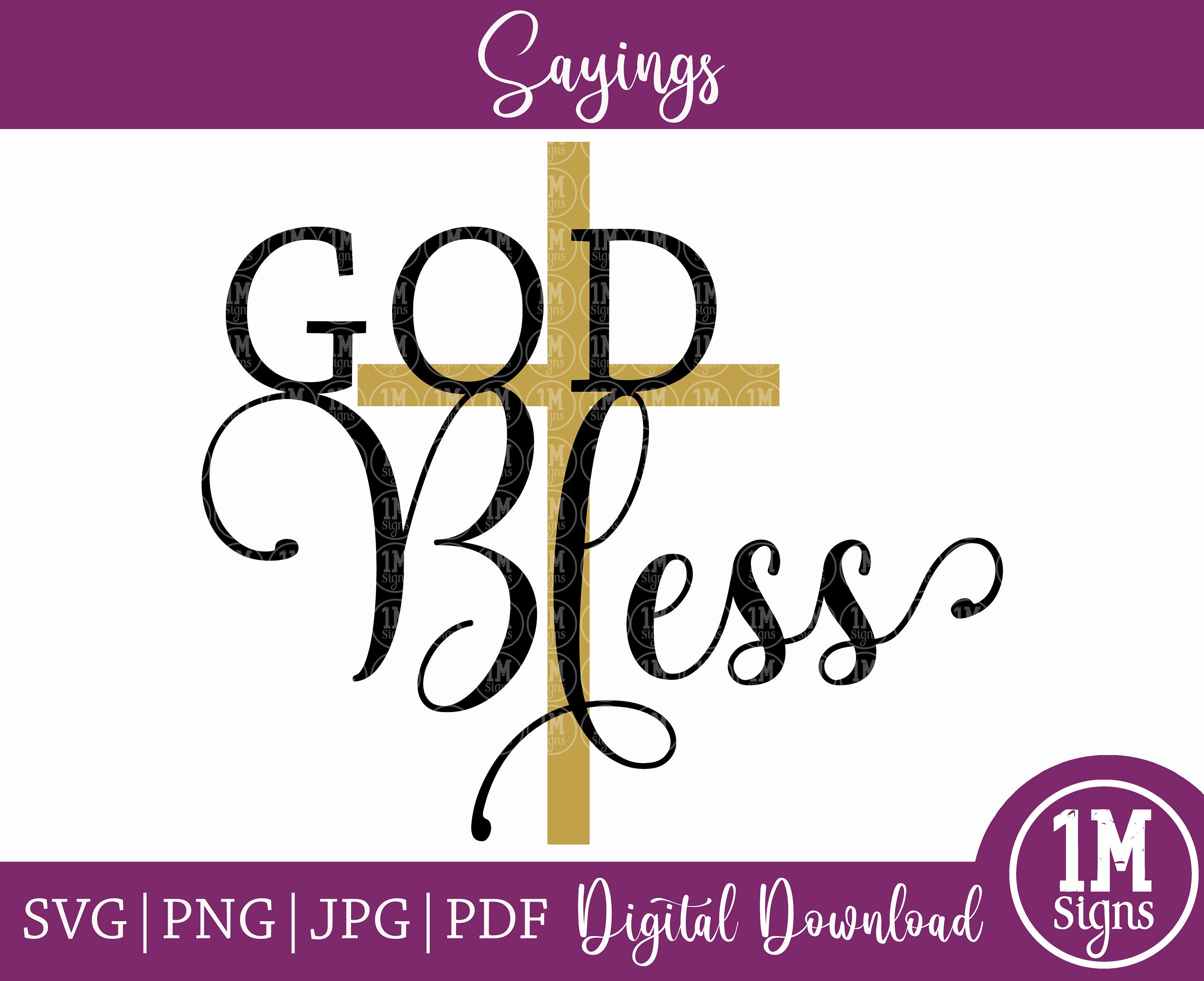 God Bless SVG PNG Digital Download Silhouette Cricut - Etsy