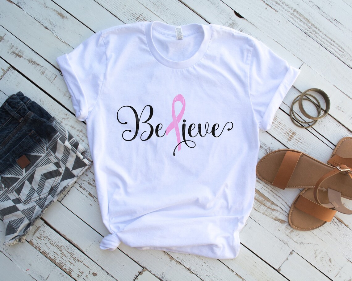 Believe Cancer Ribbon SVG Believe SVG PNG Pink Ribbon Digital - Etsy