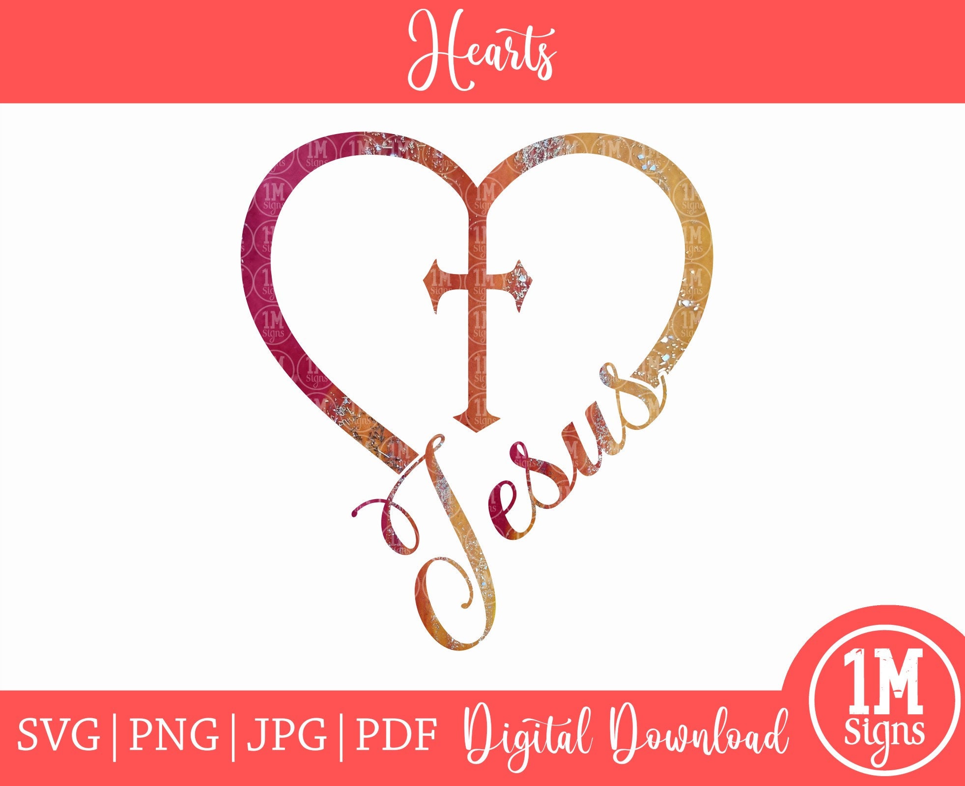 Heart SVG Jesus SVG PNG Digital Download Silhouette Cricut - Etsy